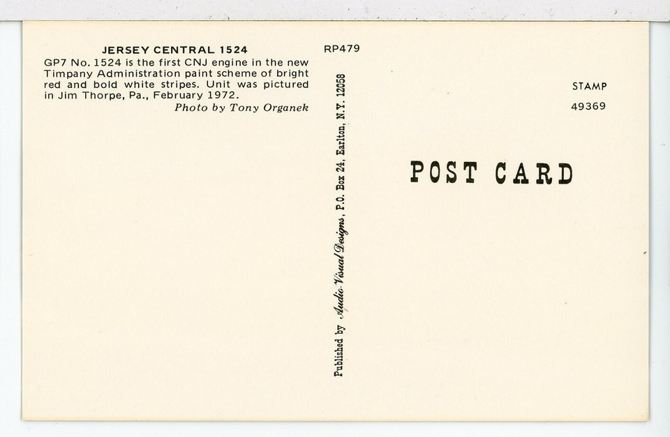 1972 - Jersey Central GP7 Number 1524 new Color Scheme, Jim Thorpe PA ...
