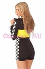 Ladies Miss Racer Racing Sport Driver Costume Super Car Grid Girl Fancy ...