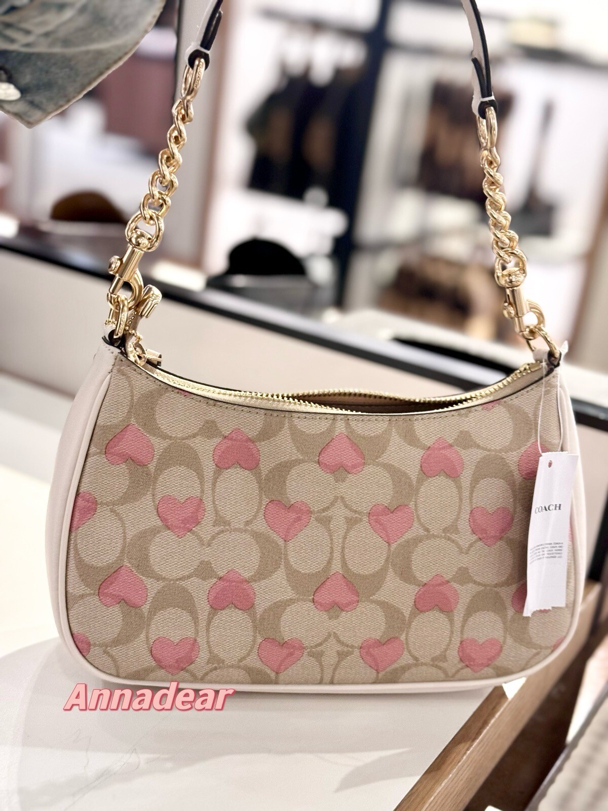 Coach Teri Shoulder Bag In Signature Canvas With Heart Print CP190 | eBay