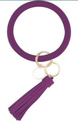 Purple Keychain Bangle Bracelet with Tassel Keyfob | eBay