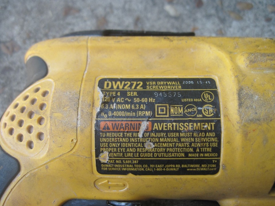 DEWALT VSR DRYWALL SCREWDRIVER DW272 | eBay