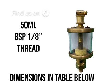 Brass Oiler DROP SIGHT TYPE 1/8" BSP 50M suit stationary Engines old ...