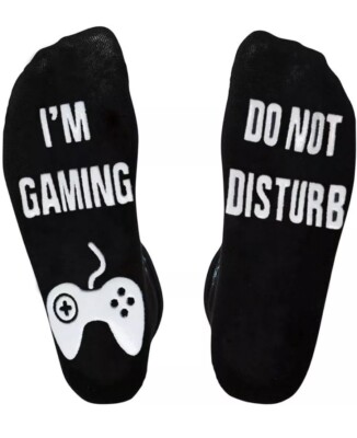 Do Not Disturb I'm Gaming Socks, Gamer Socks Novelty Sock, Black, Size ...