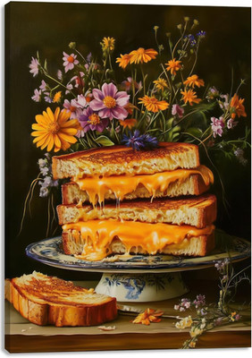 Vintage Wall Art, Gourmet Grilled Cheese Canvas Wall Art - Floral ...