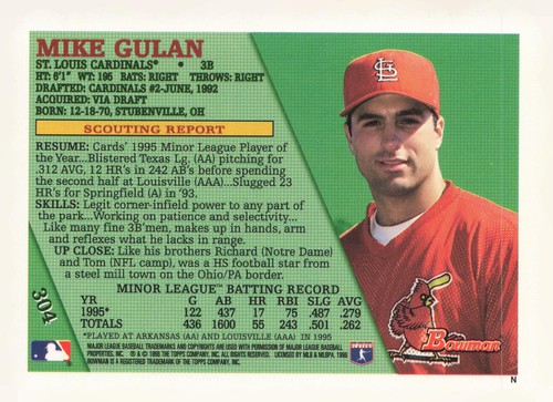 1996 Bowman #304 Mike Gulan St. Louis Cardinals MM | eBay