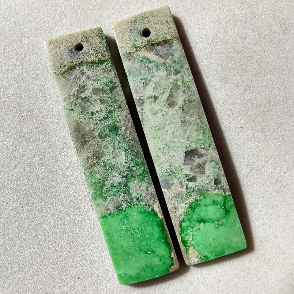 41.50 Cts Natural Variscite Drilled Match Pair Cabochon Gemstone 44.5 X ...