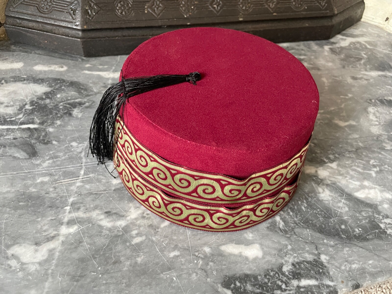 Burgundy Fez Hat w Gold Trim, Authentic Turkish Fes, Ottoman Tarboosh ...