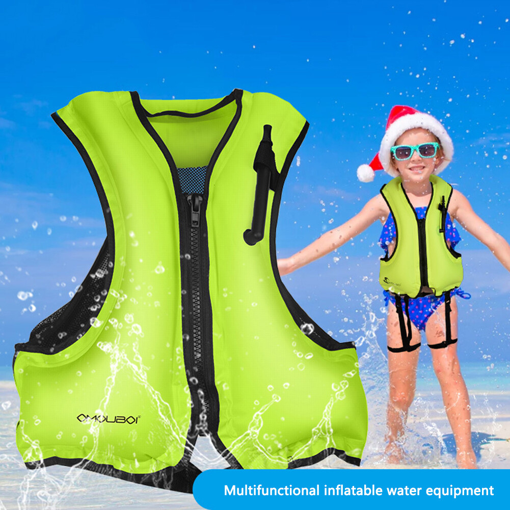 PVC Jacket Safe Inflatable Buoyancy Vest Outdoor Accessories (Green) | eBay