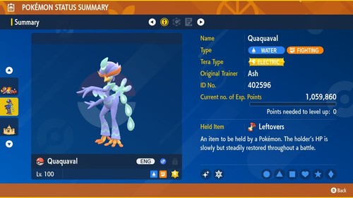 Shiny Quaquaval 6IVs Tera Type: Electric Pokémon Scarlet and Violet | eBay