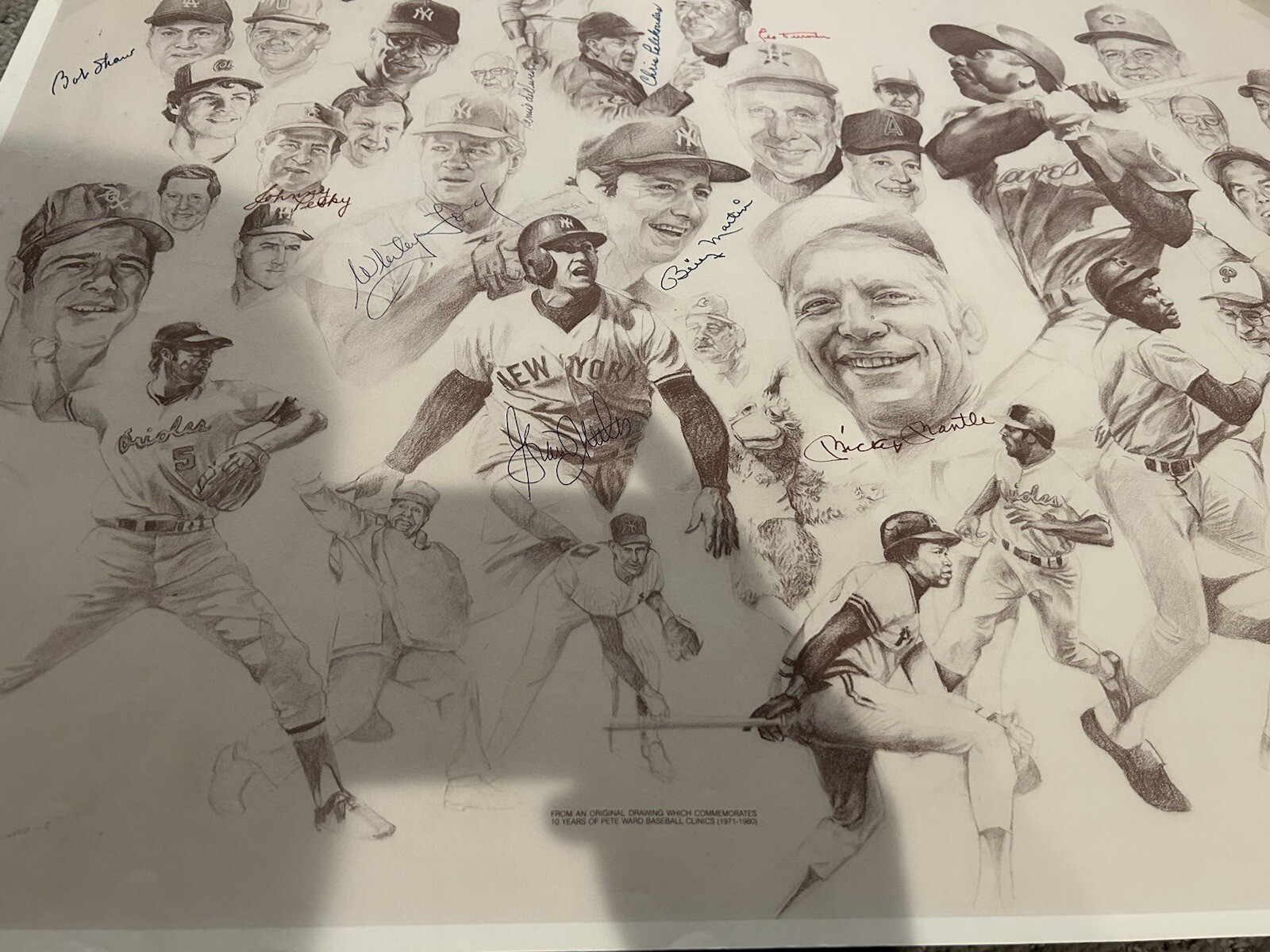 Mickey Mantle Signed Lithograph PSA Certified Autograph Multi Signed ...