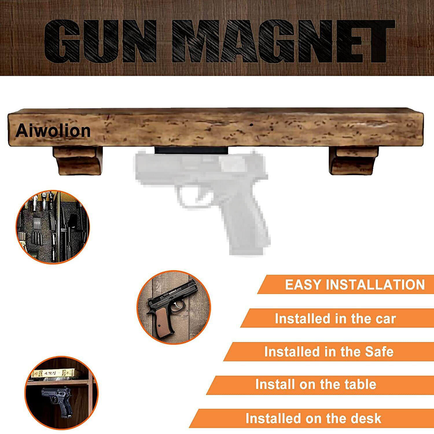 4-Pack Gun Magnet Mount for Vehicle,Desks,Safes and Wall | Concealed ...