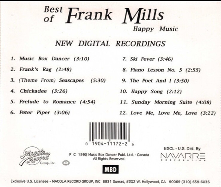 The Best of Frank Mills: Happy Music by Frank Mills (CD 1994 Macola) | eBay