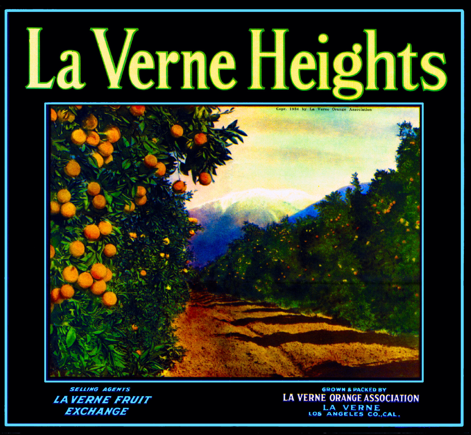 La Verne Heights #2 Mt. Mount Baldy Orange Citrus Fruit Crate Label Art ...
