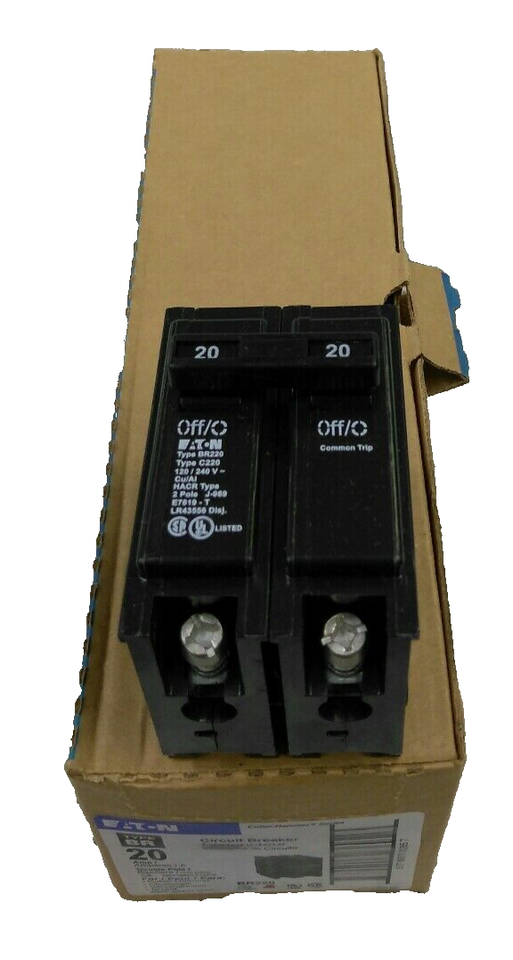 EATON/CUTLER HAMMER/BR220/20A/ 2P/ 120/240/TYPE BR/PLUG IN/NEW/BREAKER ...