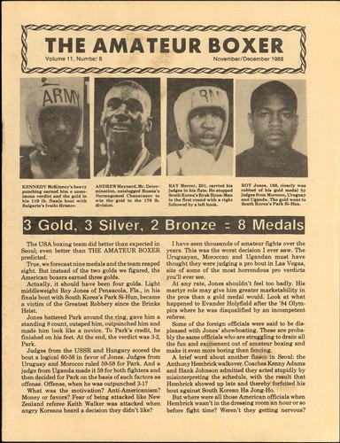 RARE November/December 1988 The Amateur Boxer Publication Featuring Roy ...
