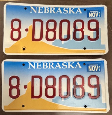 Nebraska 2001 License Plate PAIR # 8-D8089 | eBay