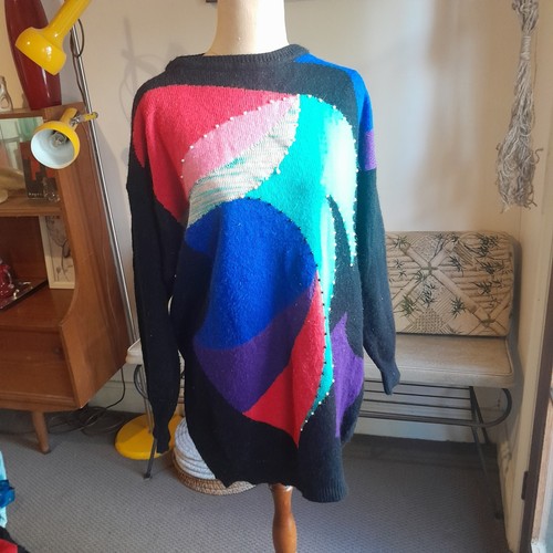 Vintage Angora 80s 90s Wool Oversized Block Color Jumper Grunge Goth ...