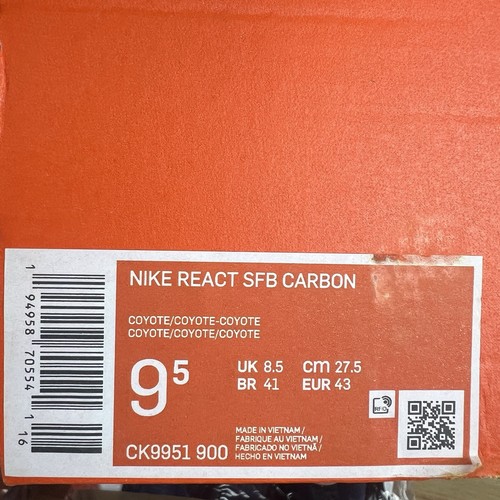 Nike React SFS Carbon Mid Coyote Tan Brown New CK9951-900 Men’s Size 9. ...