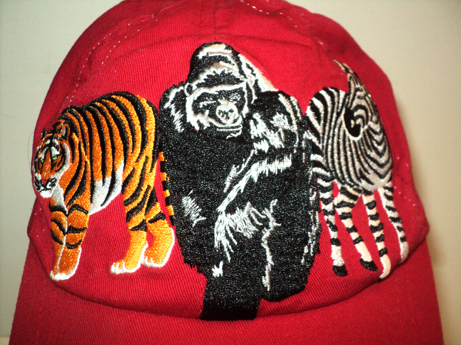 Pittsburgh Zoo Child's Red Hat Cap Embroidered Tiger, Gorilla, Zebra ...