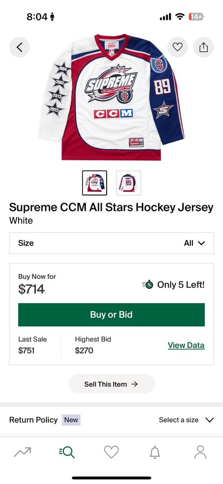 Supreme CCM All Stars Hockey Jersey | eBay