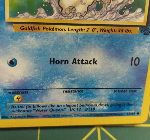 Goldeen Pokemon Card 53/64 Basic Pokemon 40HP Great shape! Goldfish ...