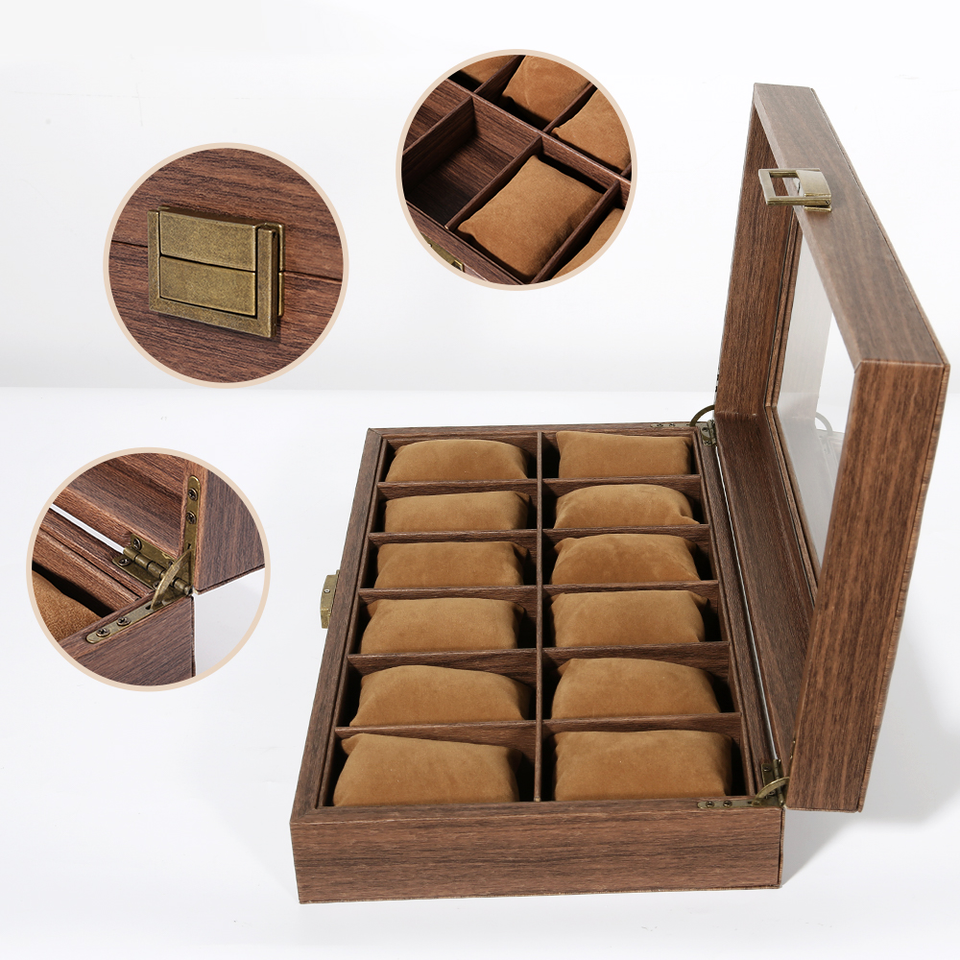 3-6-10-12-24 Slots Watch Box Watch Display Case Jewelry Storage Holder ...