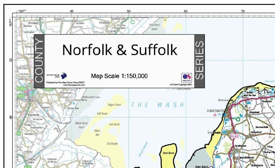 NORFOLK & SUFFOLK COUNTY WALL MAP - NEW for 2021 LAMINATED EDITION ...