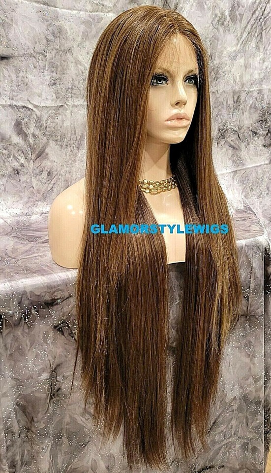 40” LACE FRONT FULL WIG EXTRA LONG STRAIGHT LAYERED MIDDLE PART LIGHT ...