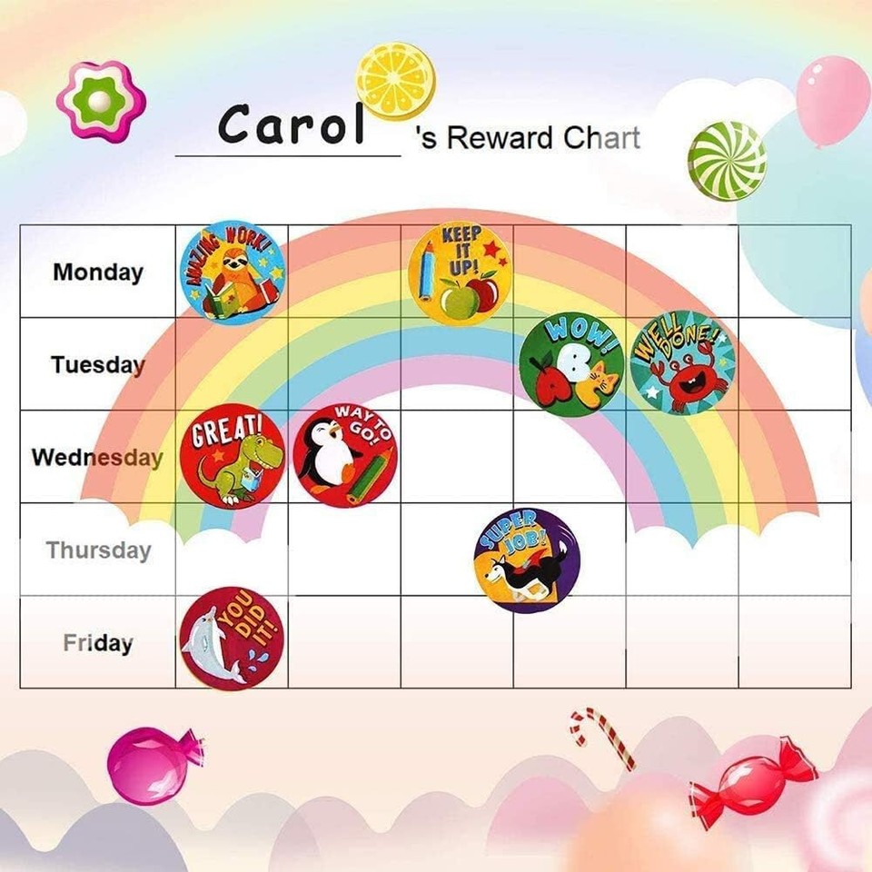 Reward Stickers for Kids 500 Stickers,8 Assorted Designs1.5 Inch School ...
