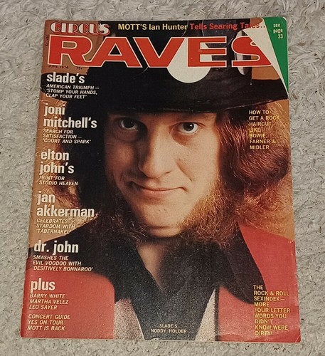 June 1974 CIRCUS RAVES Magazine Slade's Noddy Holder Cover w IAN HUNTER ...
