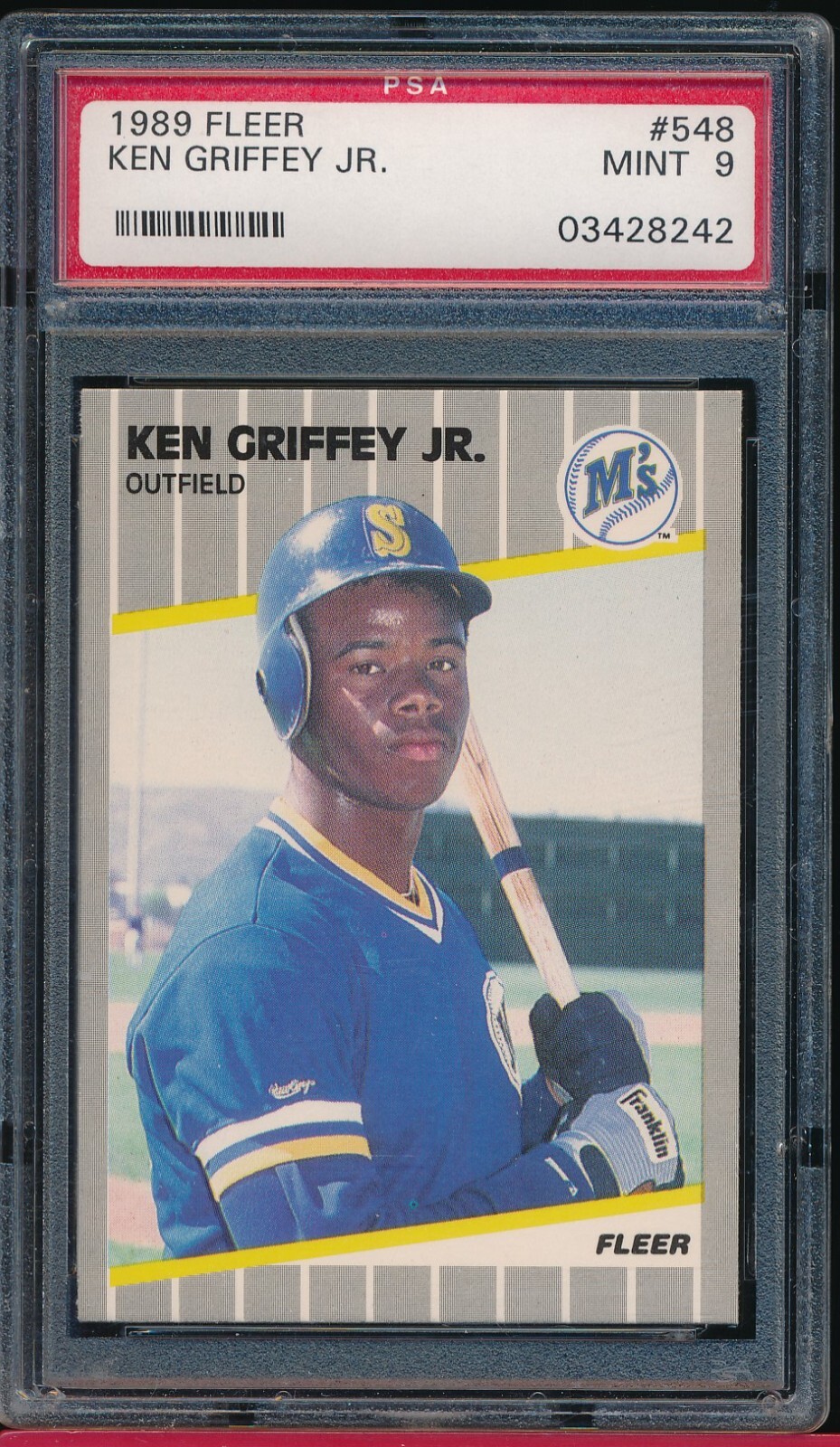 KEN GRIFFEY JR 1989 FLEER ROOKIE CARD # 548 SP PSA 9 MINT TOUGH! M'S ...
