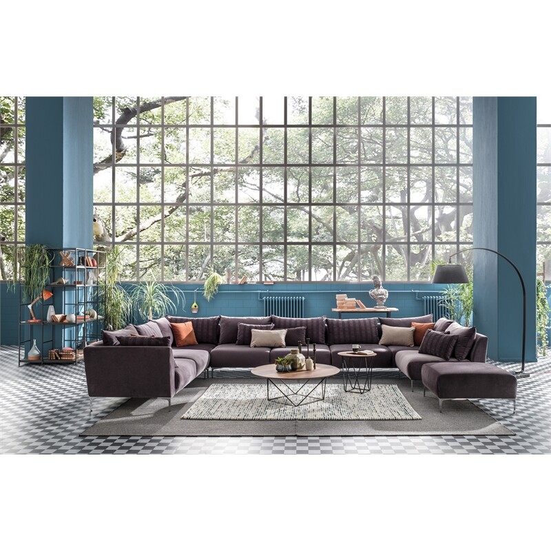 Enza Home Mayfair Wood/Polyester Fabric Corner Sofa Module in Brown | eBay