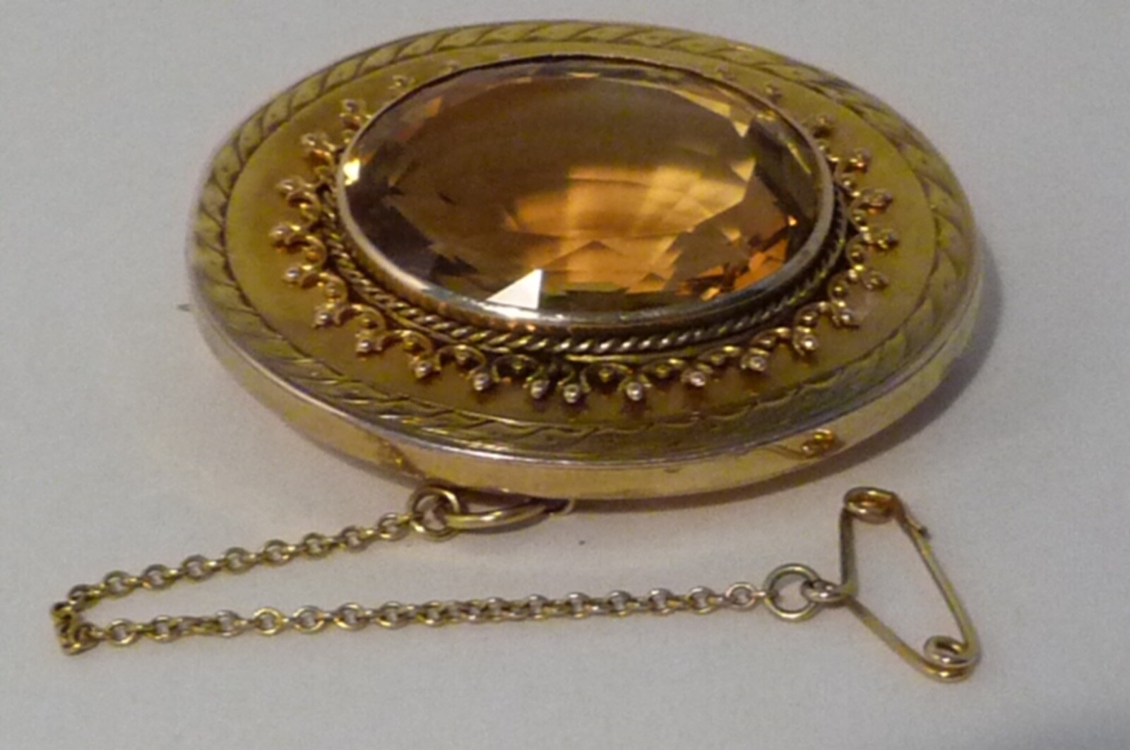 Vintage Edwardian Handmade 9K Gold, Natural Citrine, Oval Brooch ...