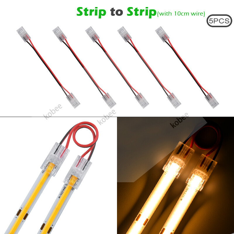 5pc 2pin COB LED Strip Light Connector Extension Wire Terminal Fixed ...