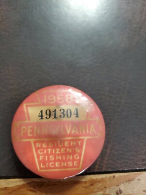 Vintage Original Pennsylvania Fishing License Pin 1958 | eBay
