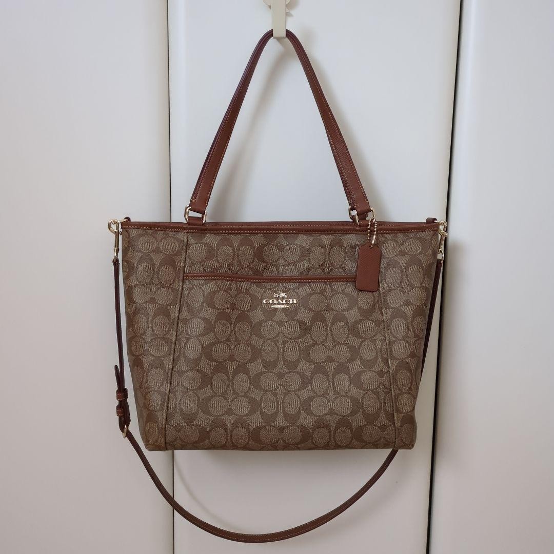 Coach Signature 2 way Tote Shoulder Bag Brown 9a - Gem