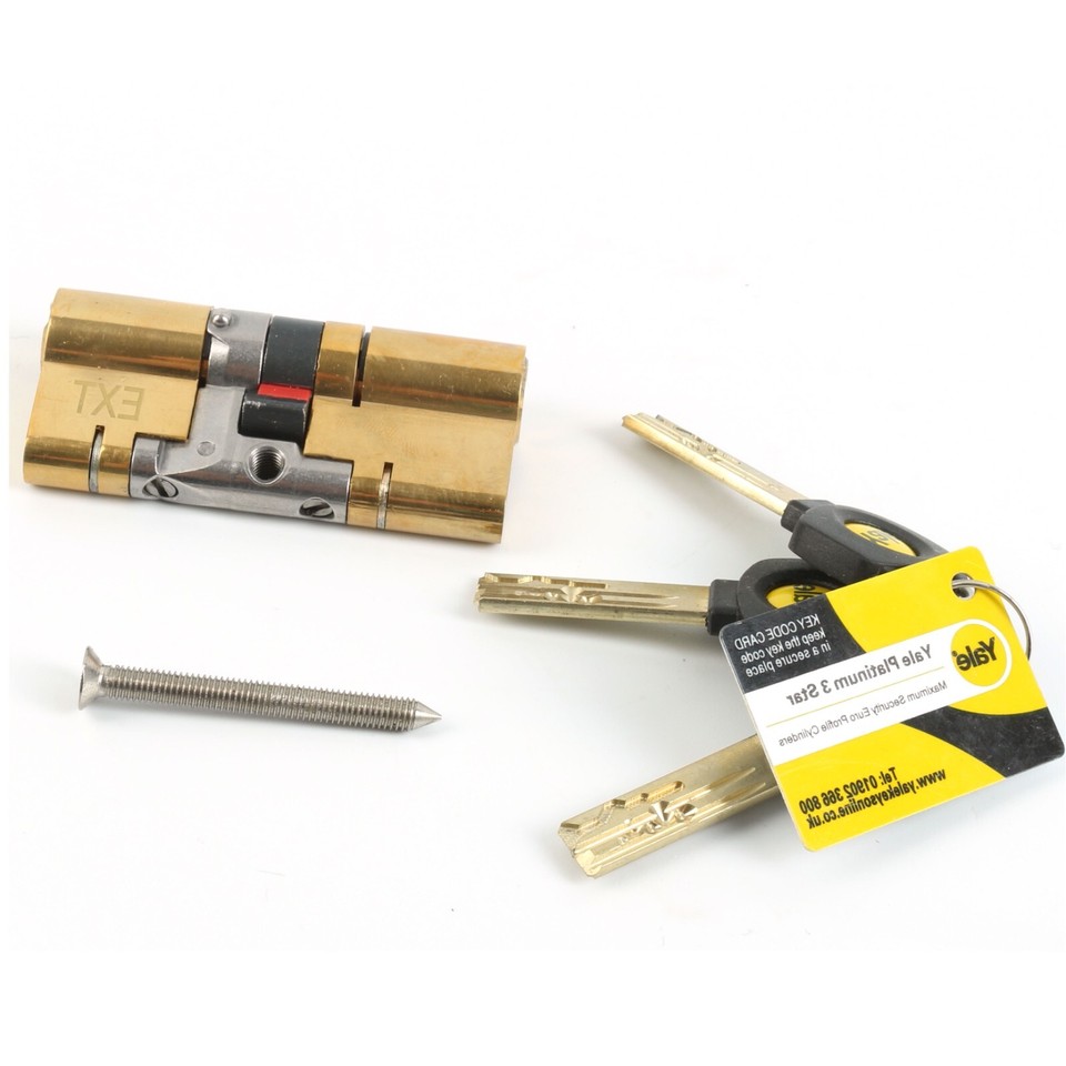 YALE PLATINUM 3 STAR CYLINDER DOOR LOCKS Brass Euro Profile Barrel ...