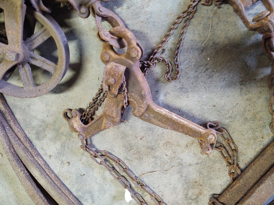 Antique LOUDEN SENIOR Barn Hay Trolley w Center Pulley, Track, and Wood ...