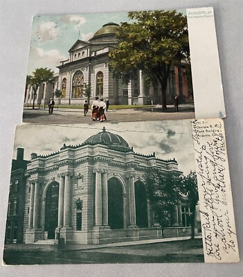 2 Early Augusta Georgia Postcards Baptist Church & Georgia RR Bank ...