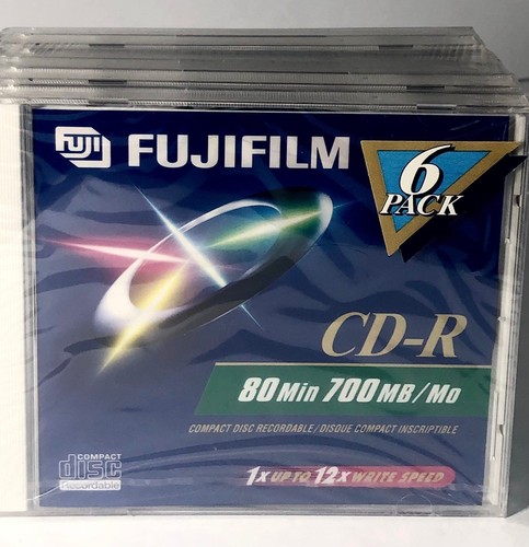 FUJIFILM 80 Min/700MB/Mo CD-R 6 pack -1x up to 12x Write Speed New ...