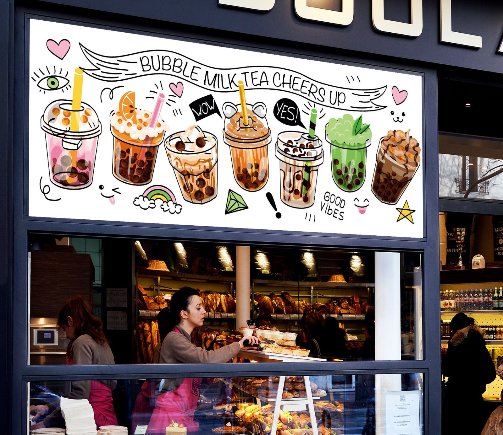3D Pearl Tea O173 Bubble Tea Shop Window Stickers Vinyl Wallpaper ...
