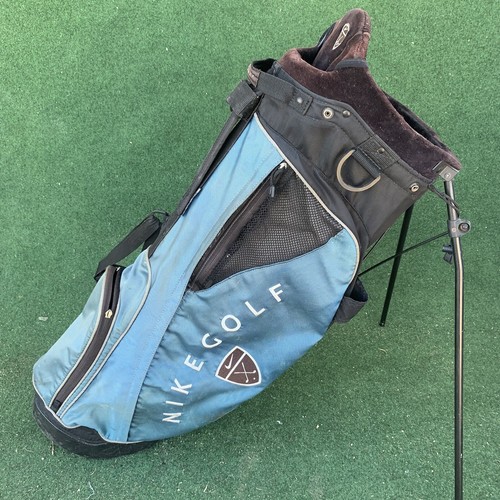 NIKE Golf Bag Carry Navy Blue 4-Way with Stand back Padded dual Straps ...