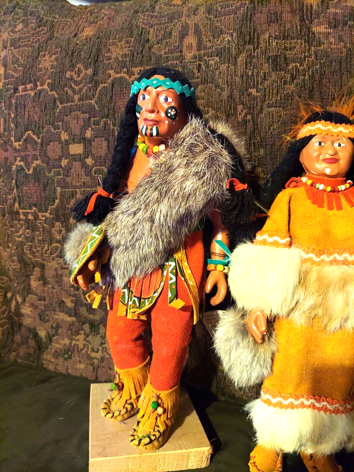 4 Native American Eskimo Crafted Dolls with Real Leather and Fur. 10 ...
