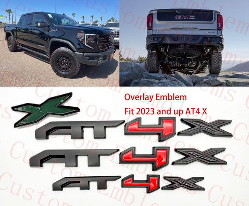 3PCS Doors Rear Matte Black AT4X OVERLAY Emblem 2023+ GMC Sierra 1500 ...