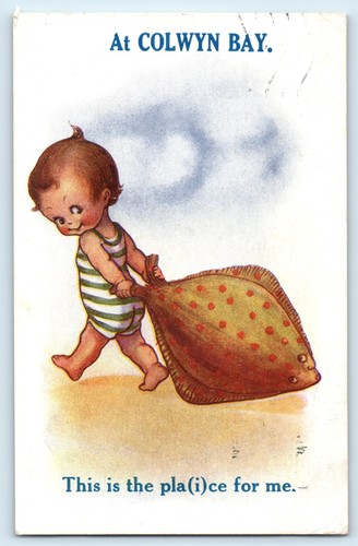 POSTCARD COLWYN BAY IMPISH CHILD THE PLACE PLAICE TO BE - ARTIST HUMOUR ...