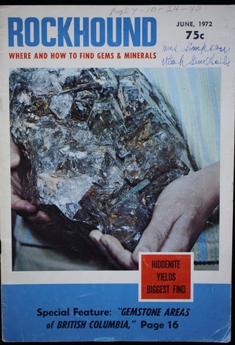 ROCKHOUND MAGAZINE June 1972 VOL 1 #3 issue LOADS OF FIELD TRIPSWITH ...