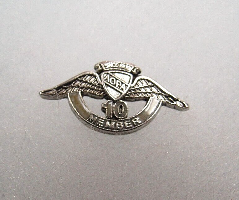 AOPA 10 Year Member Lapel/Hat Pin-Aircraft Owners & Pilots Association ...