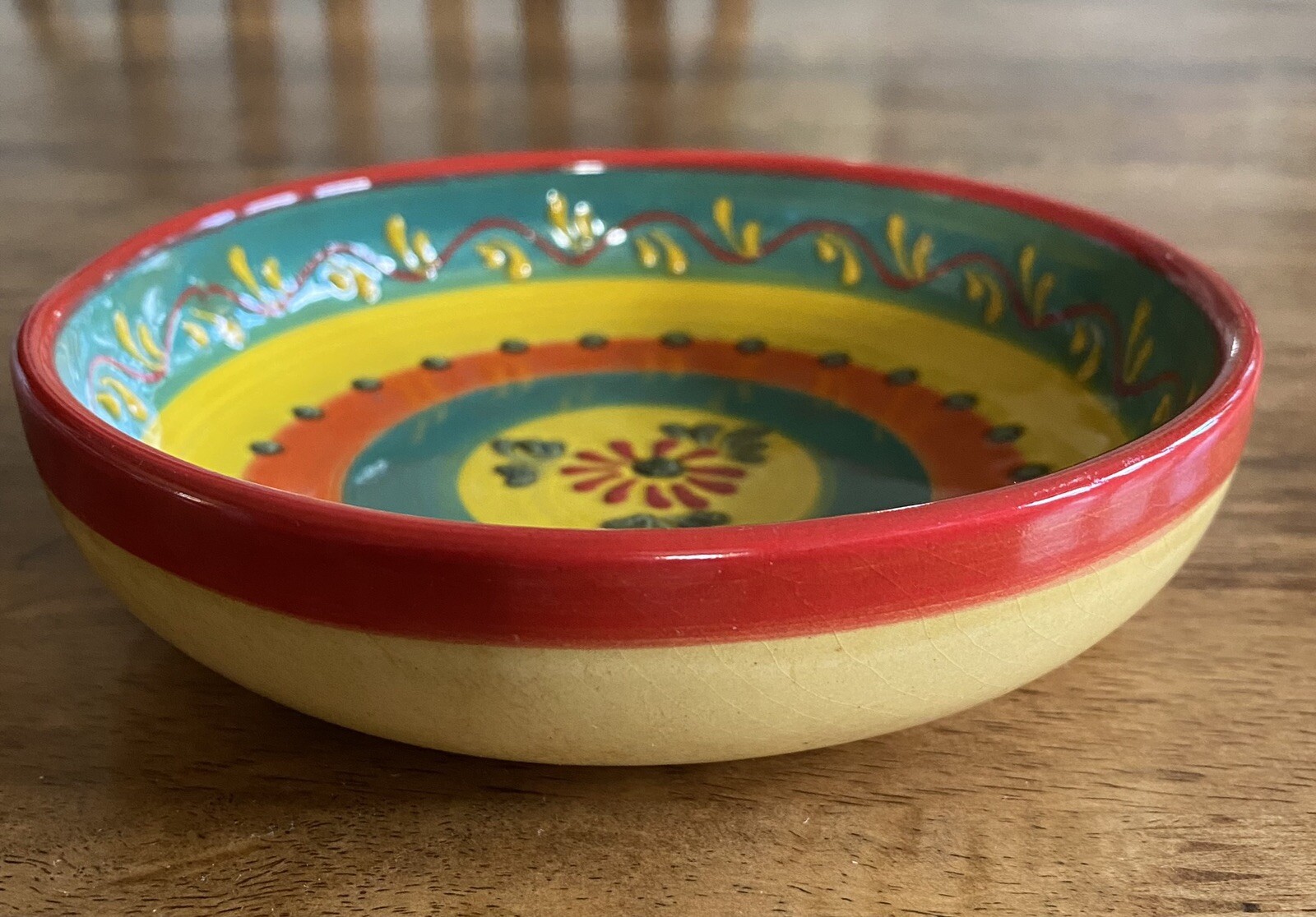 Handmade Olive Oil Dipping Bowl Colorful Red Orange Green Gold Floral ...
