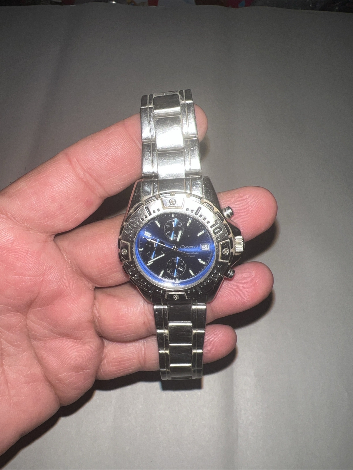 Men's Caravelle by Bulova Chronograph Watch C860269 Blue Dial | eBay