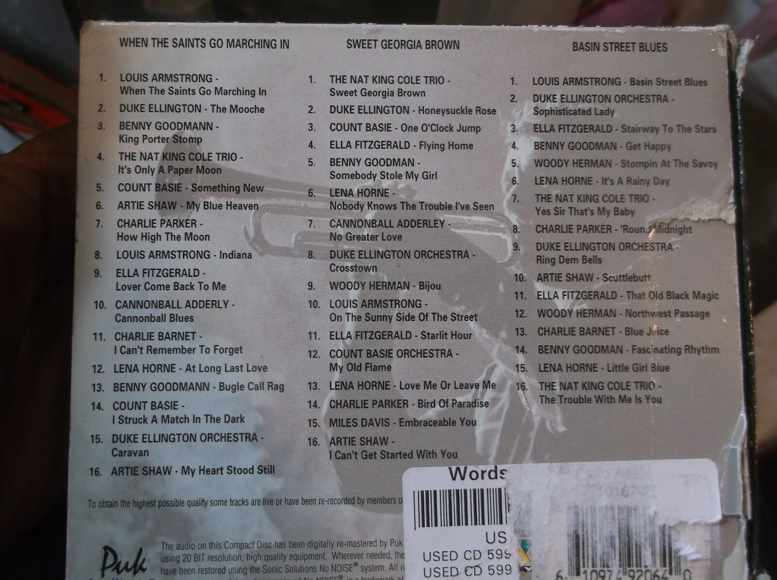 THE JAZZ COLLECTION 3 CD's Louis Parker Basie Fitzgerald Duke King Cole ...